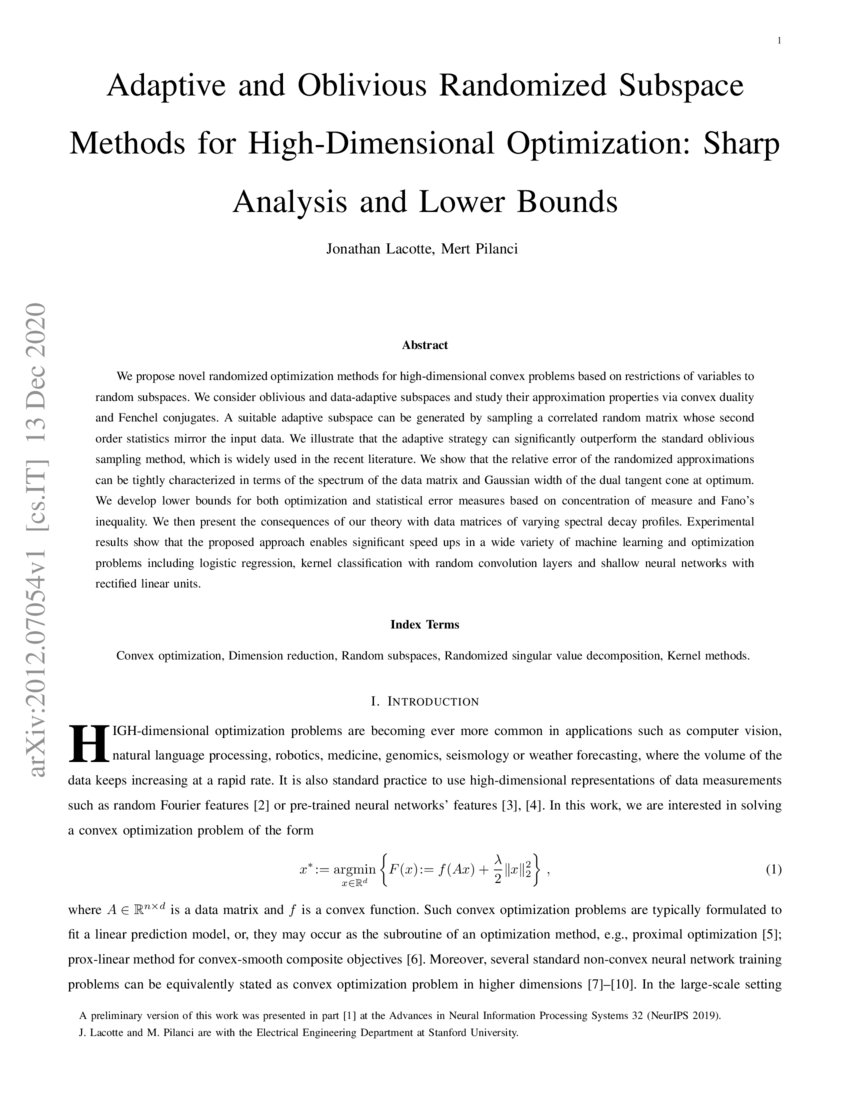 Adaptive and Oblivious Randomized Subspace Methods for High-Dimensional ...
