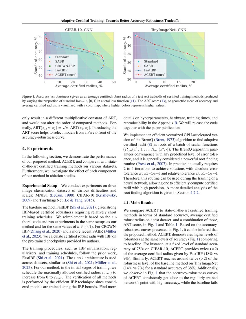 Adaptive Certified Training: Towards Better Accuracy-Robustness Tradeoffs | DeepAI