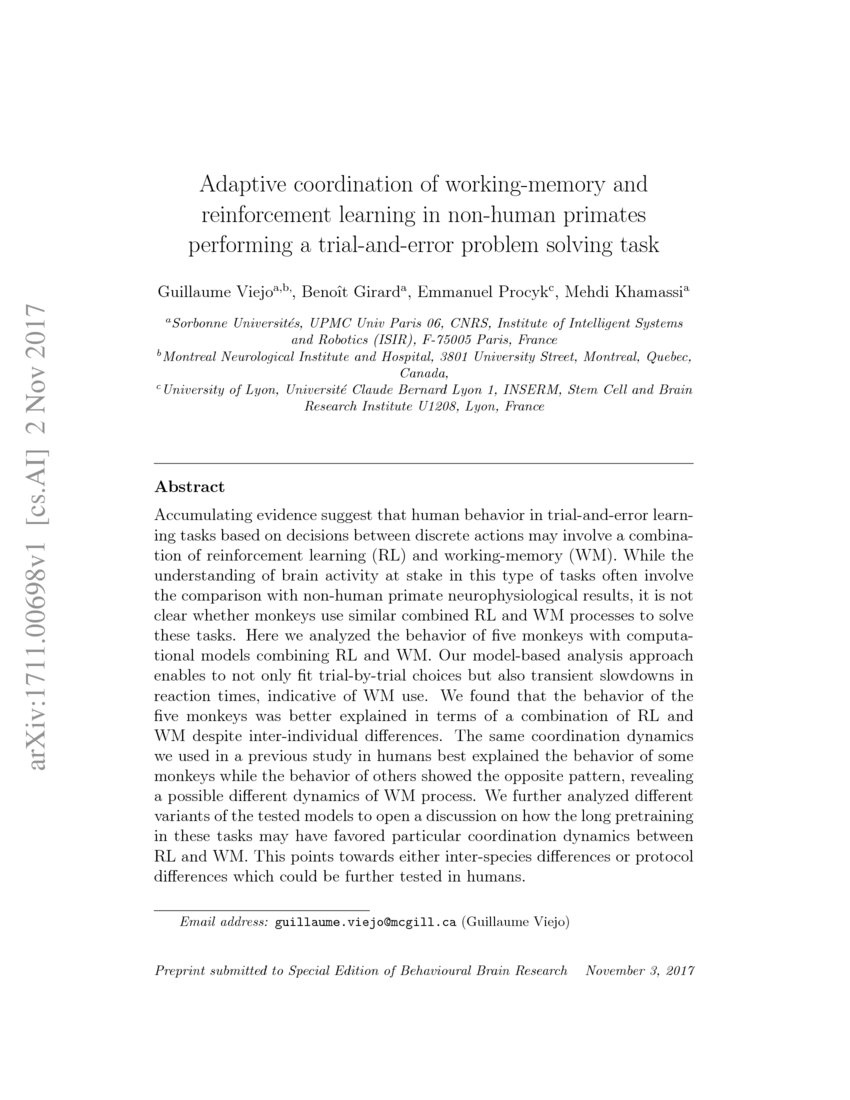 Adaptive coordination of working-memory and reinforcement learning in ...
