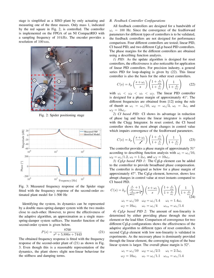Adaptive Feedforward Control For Reset Feedback Control Systems Application In Precision