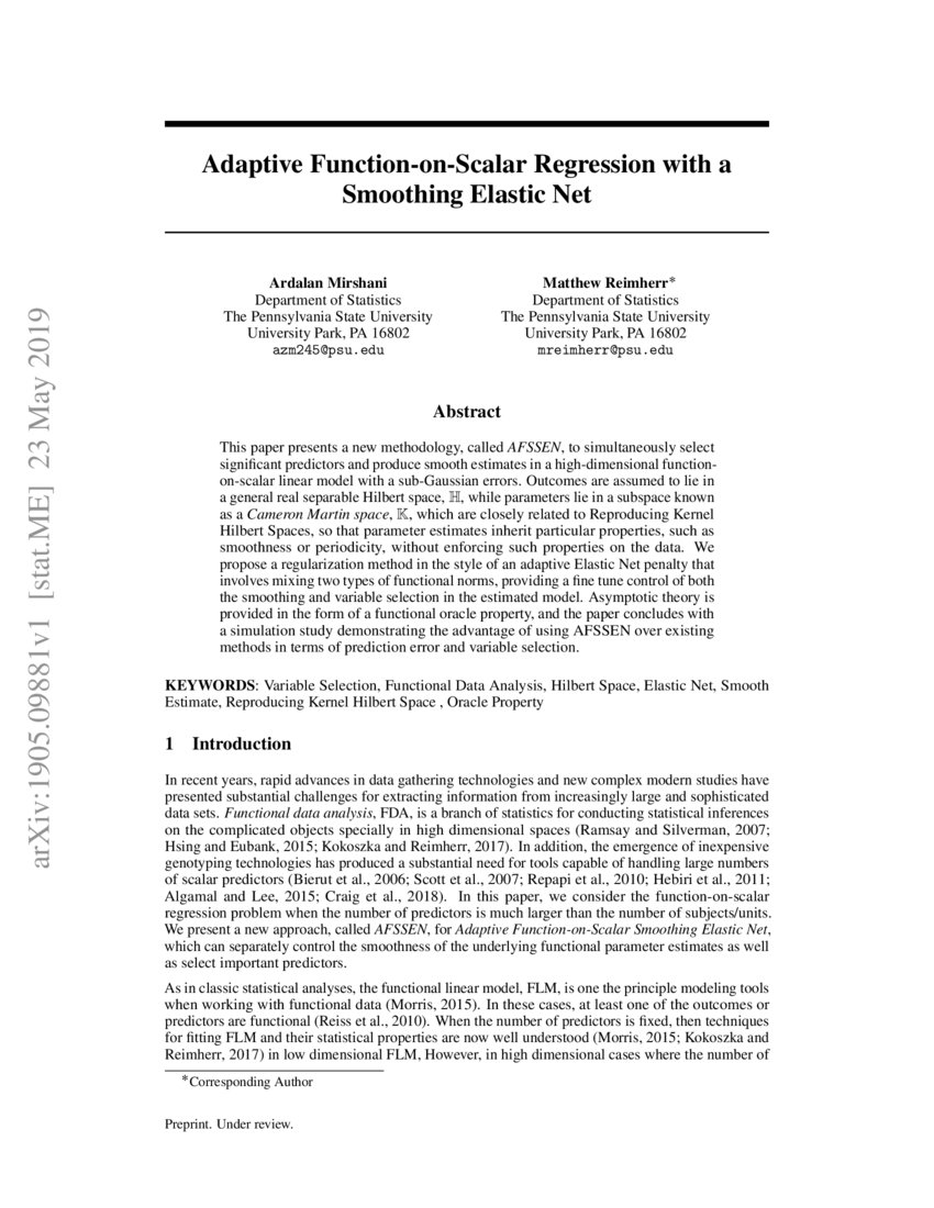 Adaptive Function-on-Scalar Regression with a Smoothing Elastic Net | DeepAI