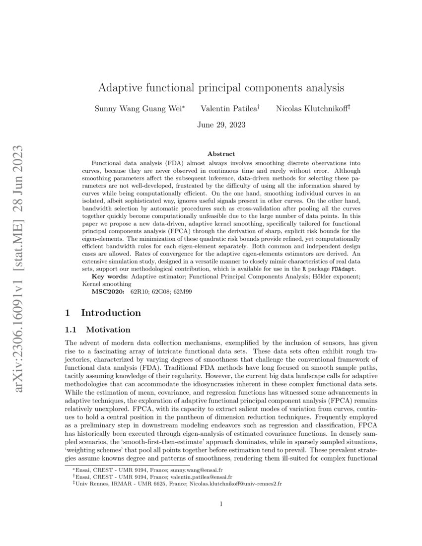 Adaptive Functional Principal Components Analysis DeepAI