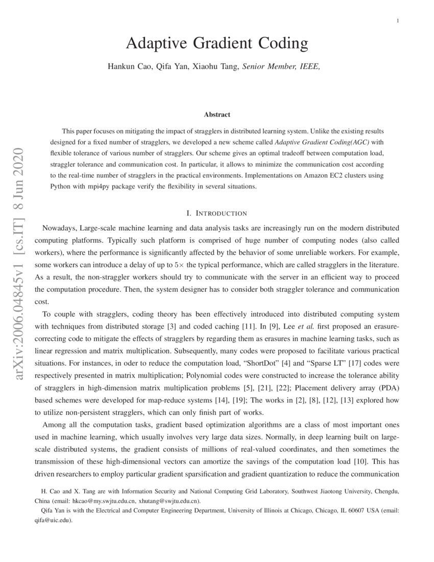 Adaptive Gradient Coding Deepai 