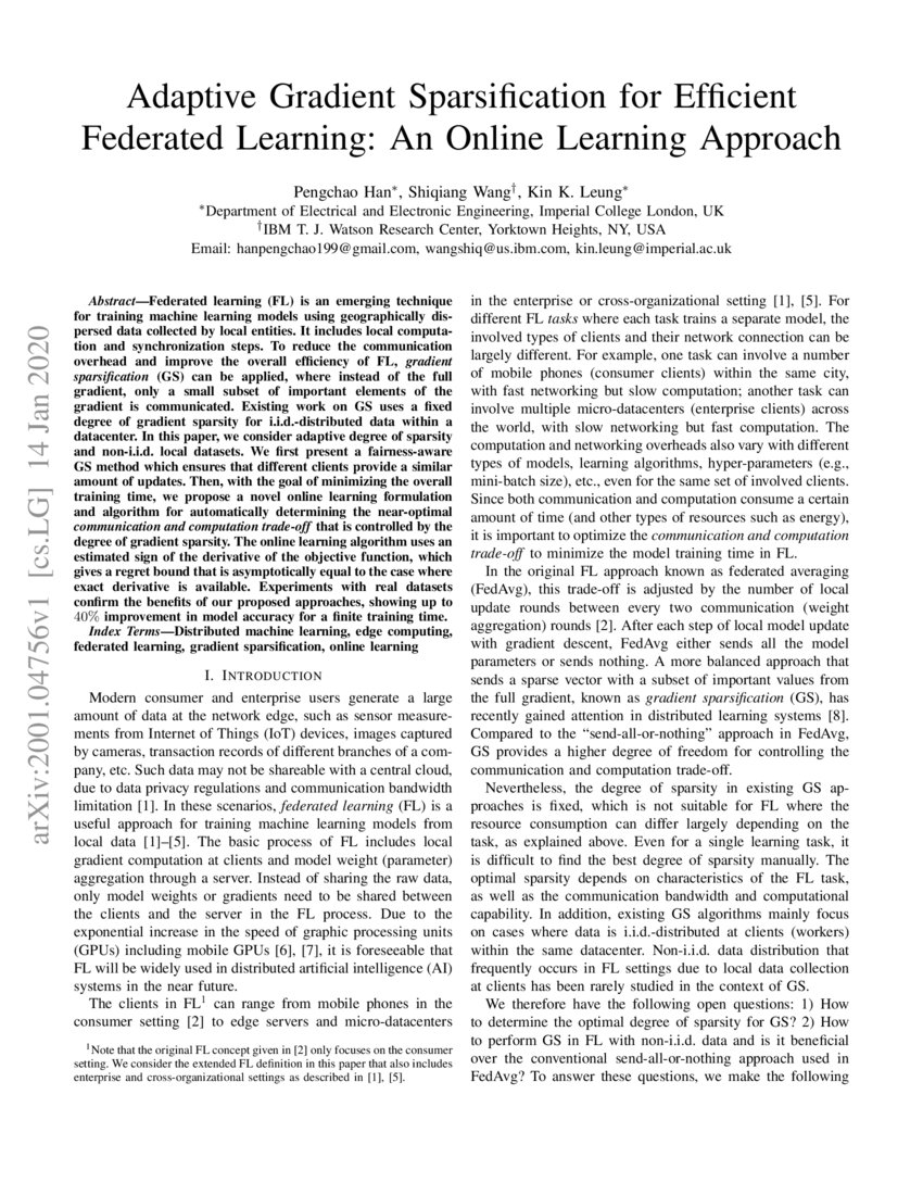 Adaptive Gradient Sparsification For Efficient Federated Learning An