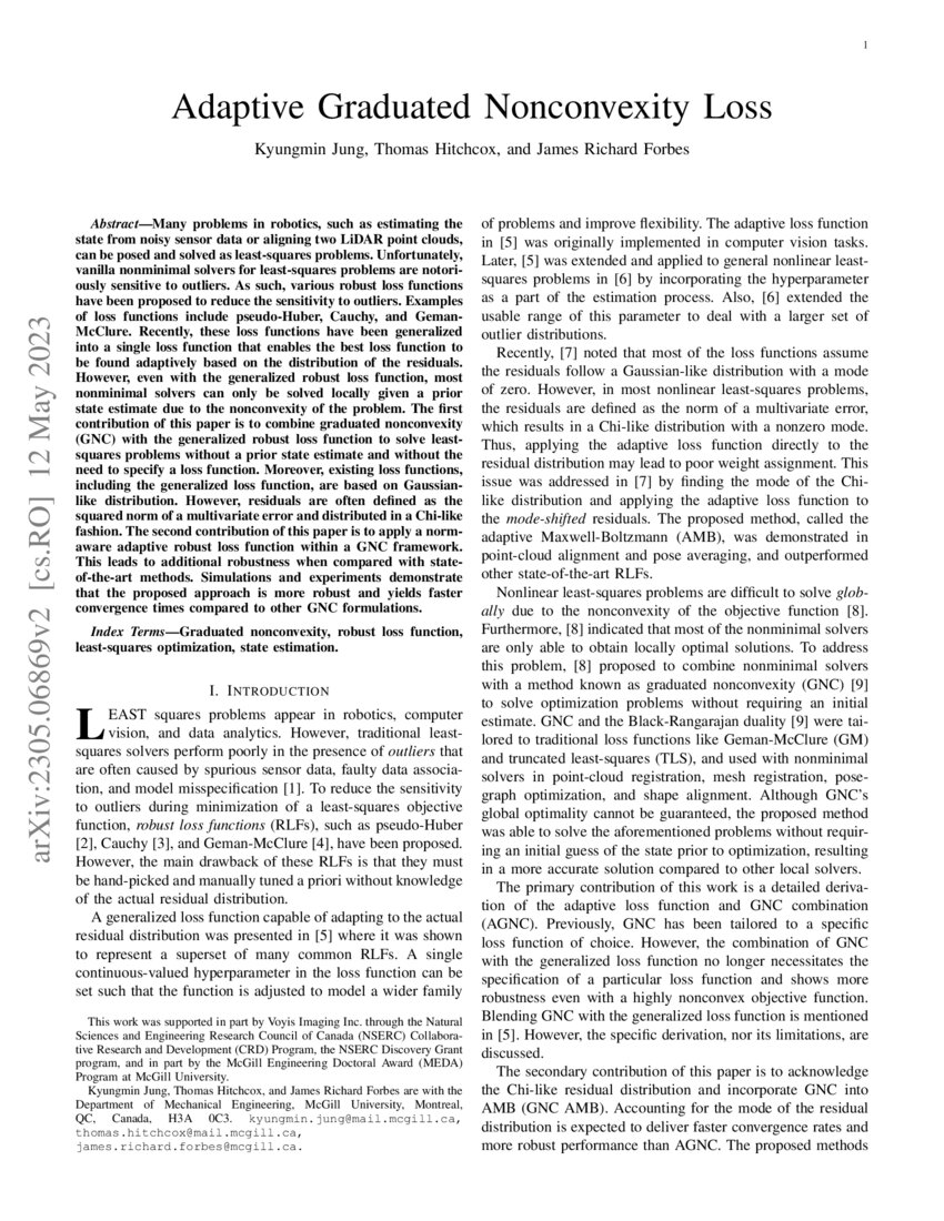 Adaptive Graduated Nonconvexity Loss | DeepAI