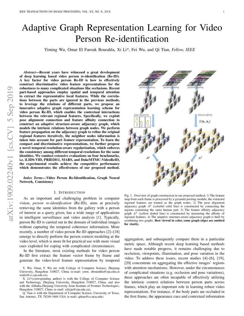 Adaptive Graph Representation Learning For Video Person Re