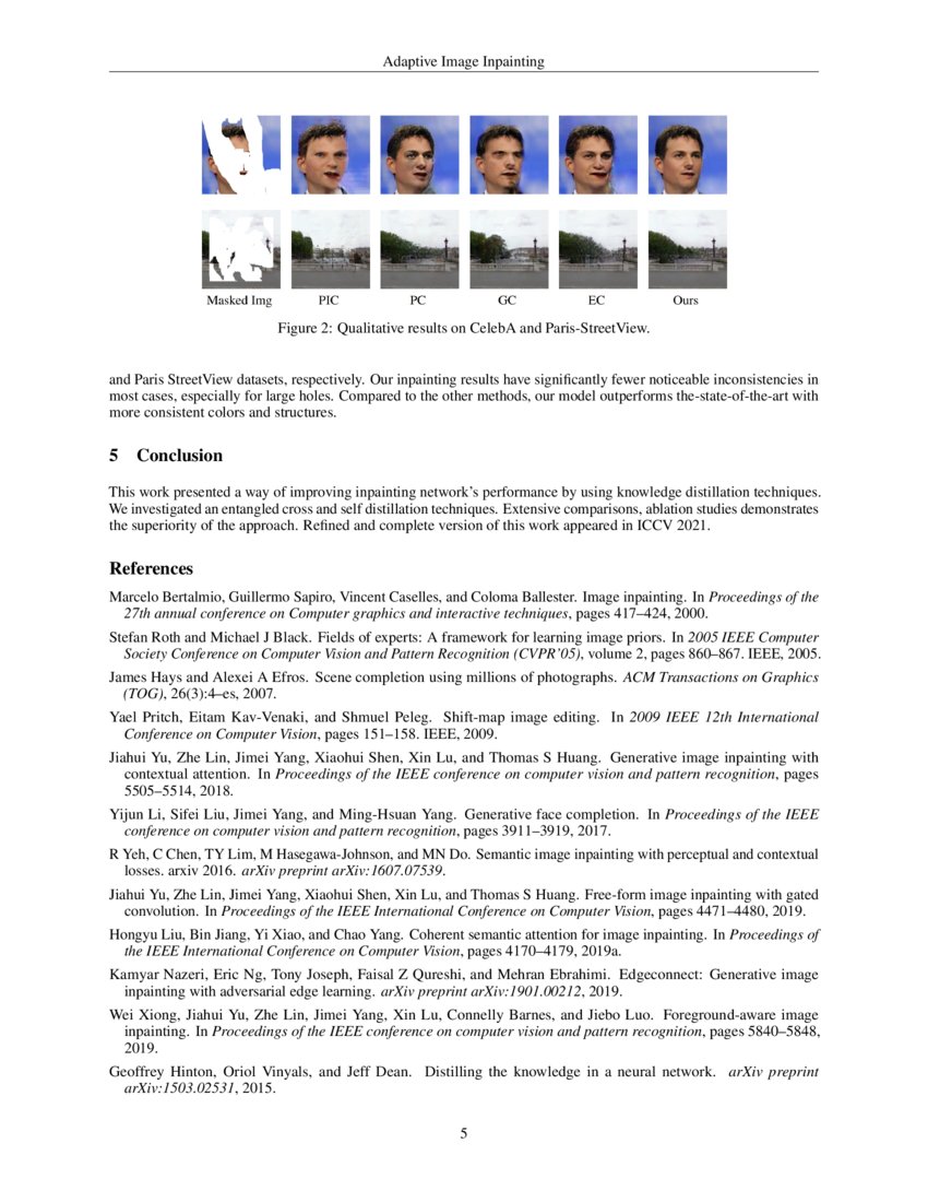 Adaptive Image Inpainting | DeepAI