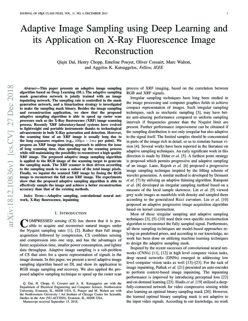 Adaptive Image Sampling using Deep Learning and its Application on X-Ray Fluorescence Image ...