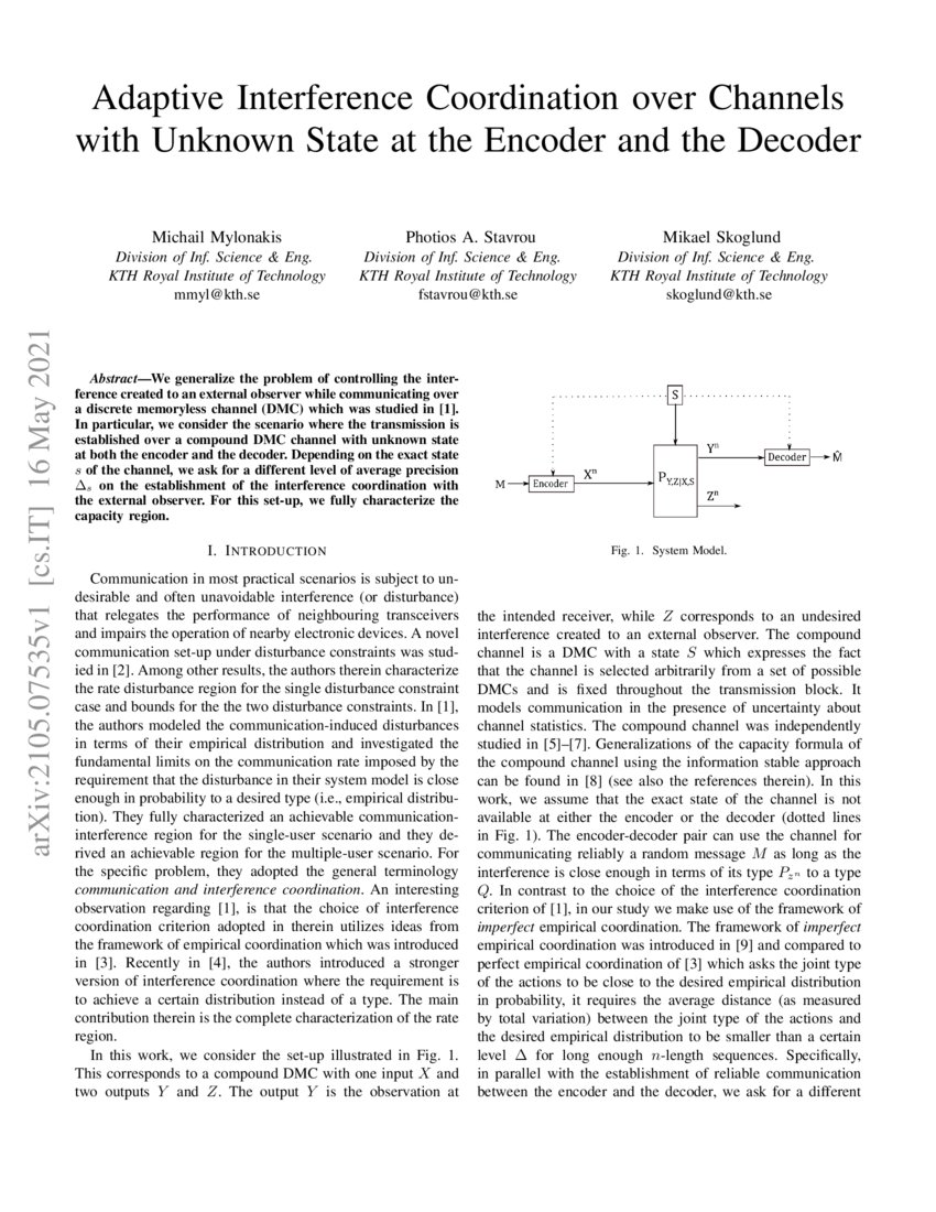 Adaptive Interference Coordination over Channels with Unknown State at ...