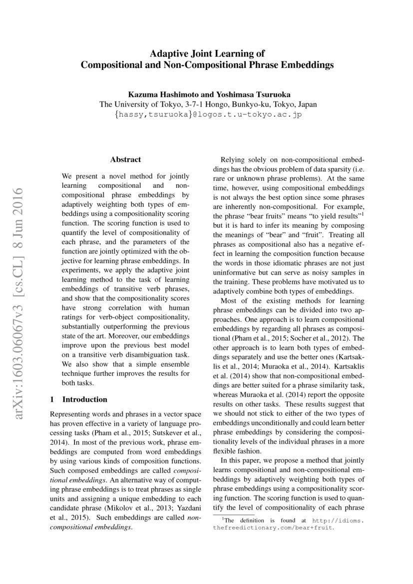 Adaptive Joint Learning Of Compositional And Non Compositional Phrase Embeddings Deepai 7014