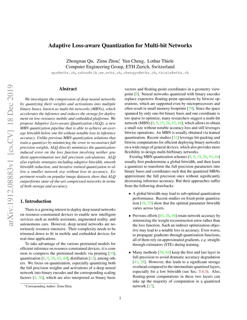 Adaptive Loss-aware Quantization for Multi-bit Networks | DeepAI