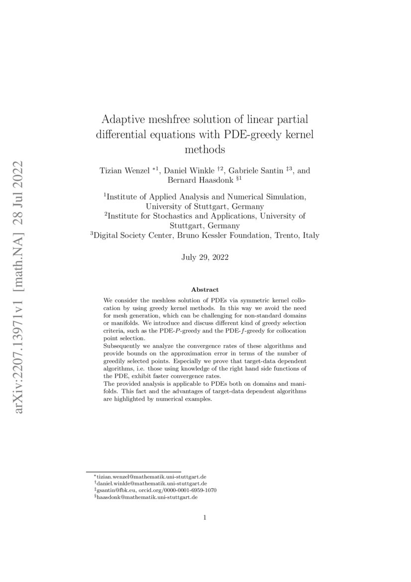 Adaptive meshfree solution of linear partial differential equations ... Adaptive meshfree solution of linear partial differential equations ...