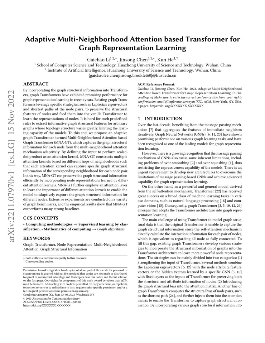 Adaptive Multi-Neighborhood Attention based Transformer for Graph ... Adaptive Multi-Neighborhood Attention based Transformer for Graph ...