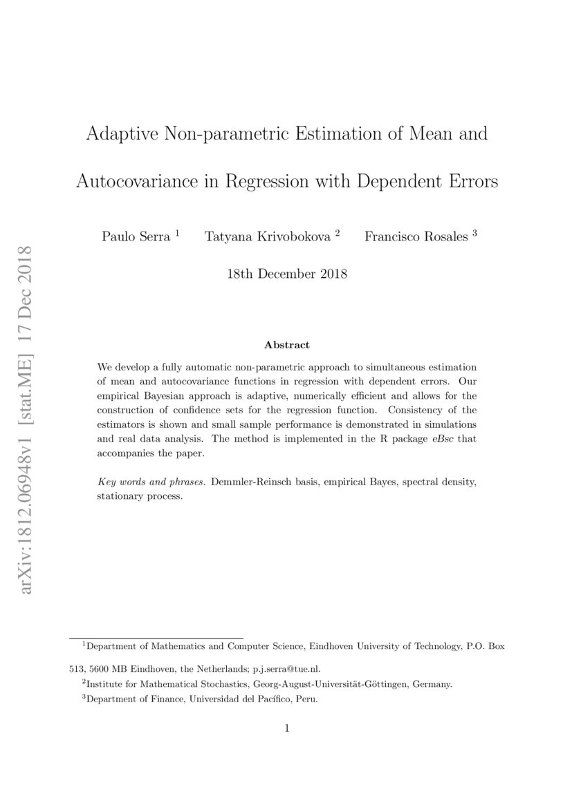 Adaptive Non Parametric Estimation Of Mean And Autocovariance In