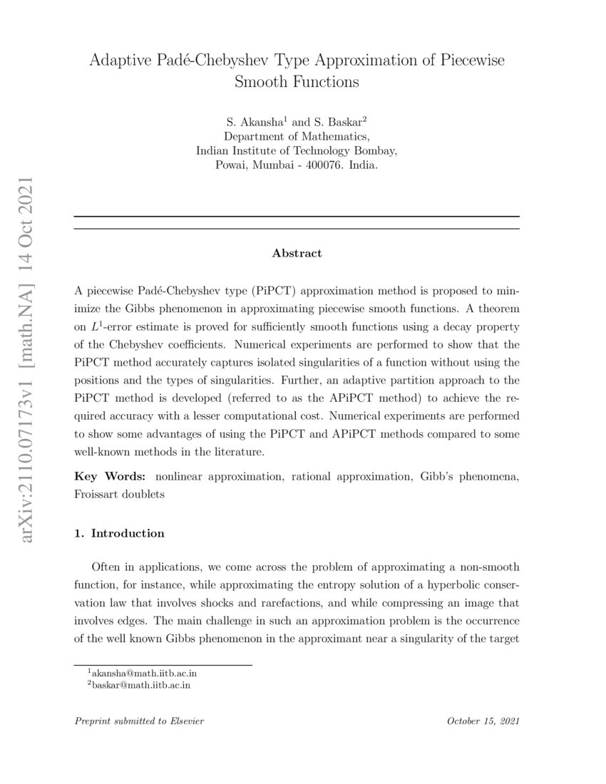 Adaptive Padé Chebyshev Type Approximation Of Piecewise Smooth Functions Deepai 3257
