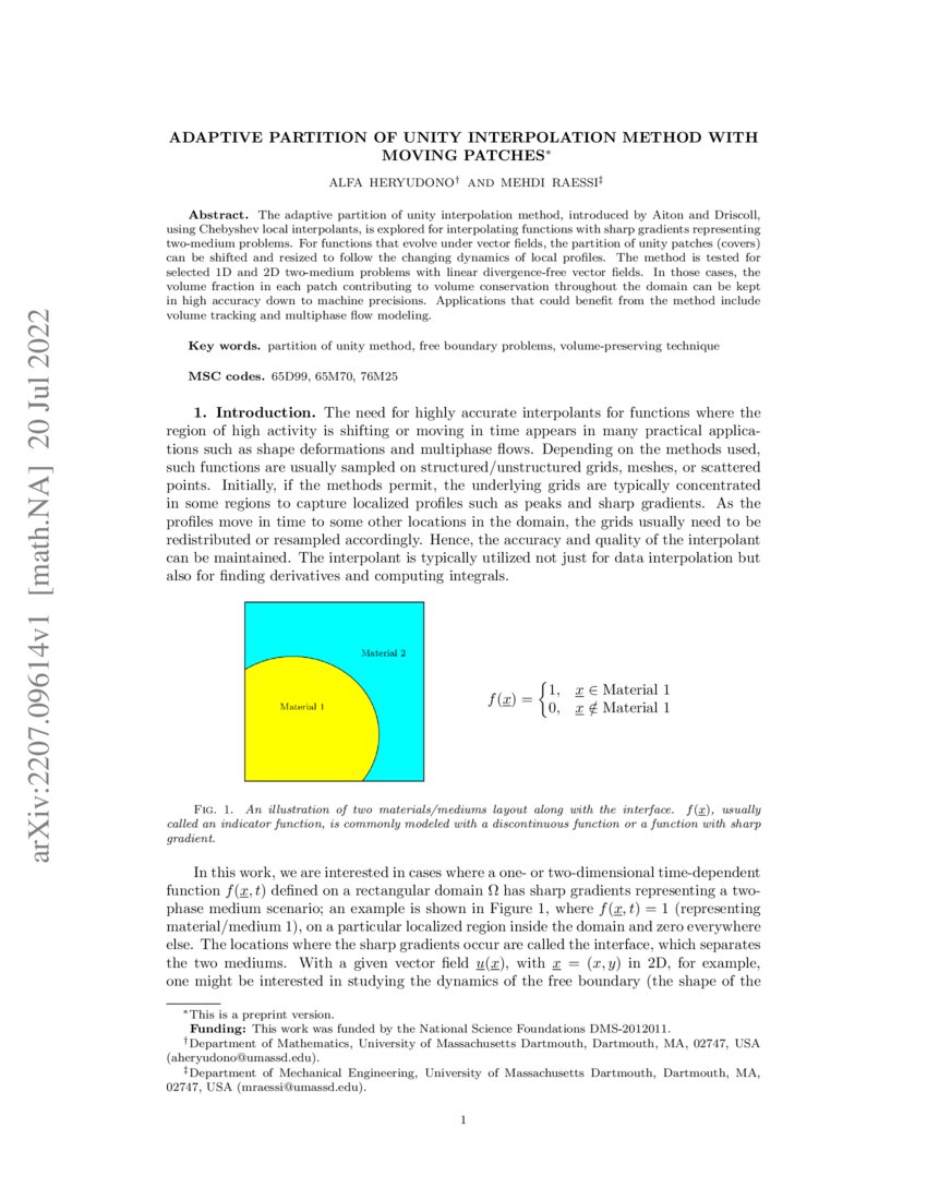 Adaptive Partition Of Unity Interpolation Method With Moving Patches Deepai 0194
