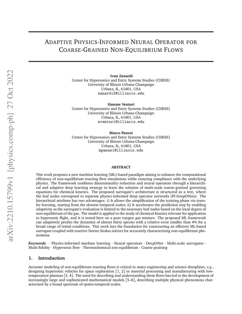 Adaptive Physics-Informed Neural Operator for Coarse-Grained Non-Equilibrium Flows | DeepAI