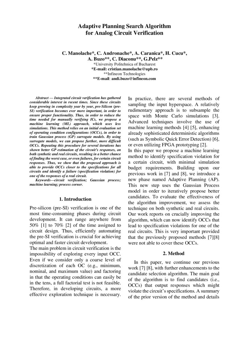 Adaptive Planning Search Algorithm For Analog Circuit Verification Deepai