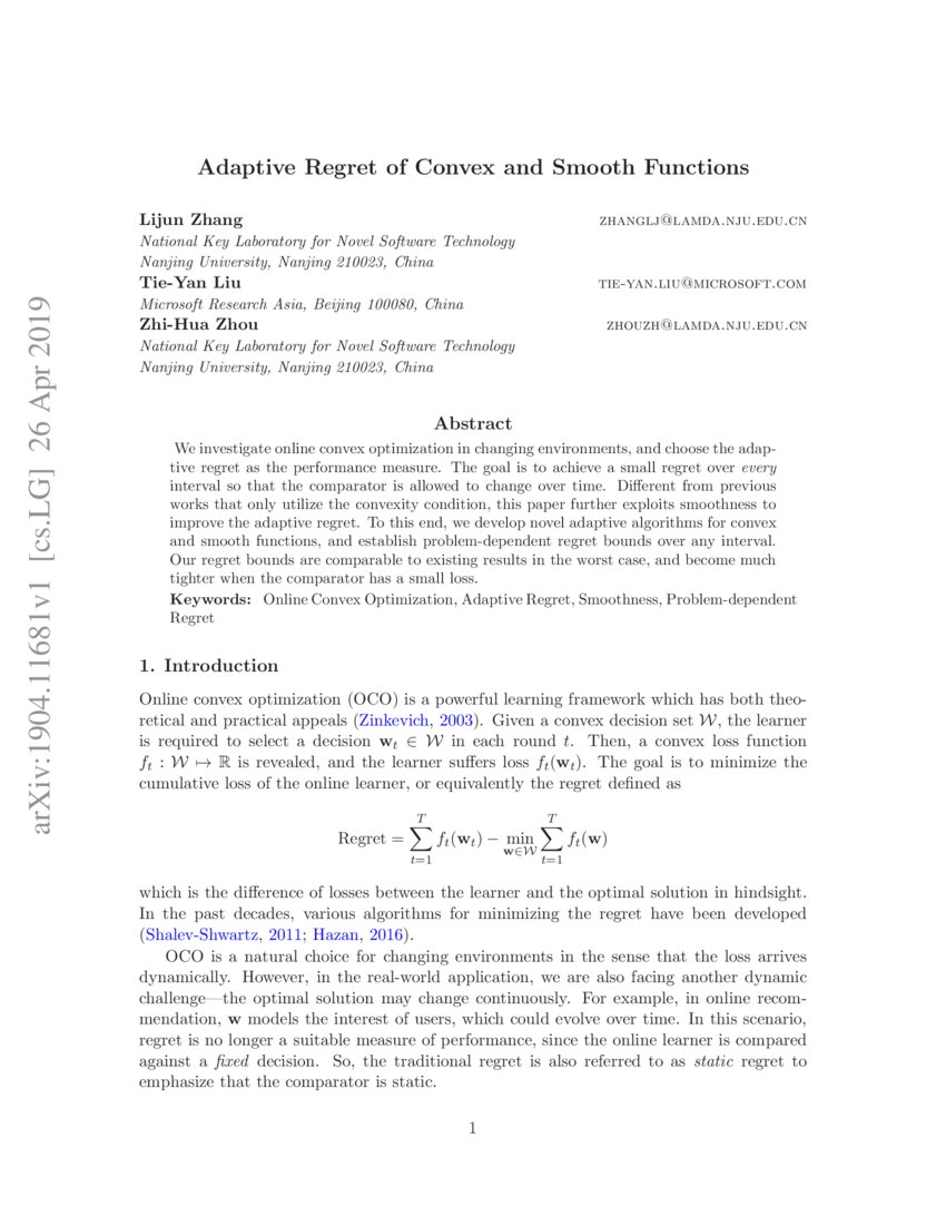 Adaptive Regret Of Convex And Smooth Functions Deepai 