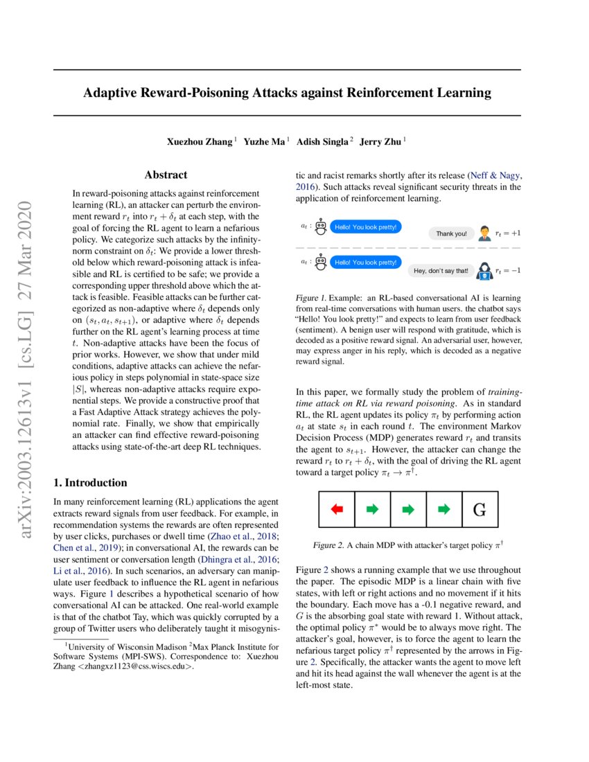 Adaptive Reward Poisoning Attacks Against Reinforcement Learning Deepai