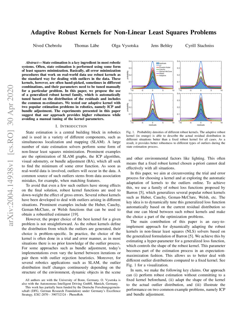 Adaptive Robust Kernels For Non Linear Least Squares Problems Deepai