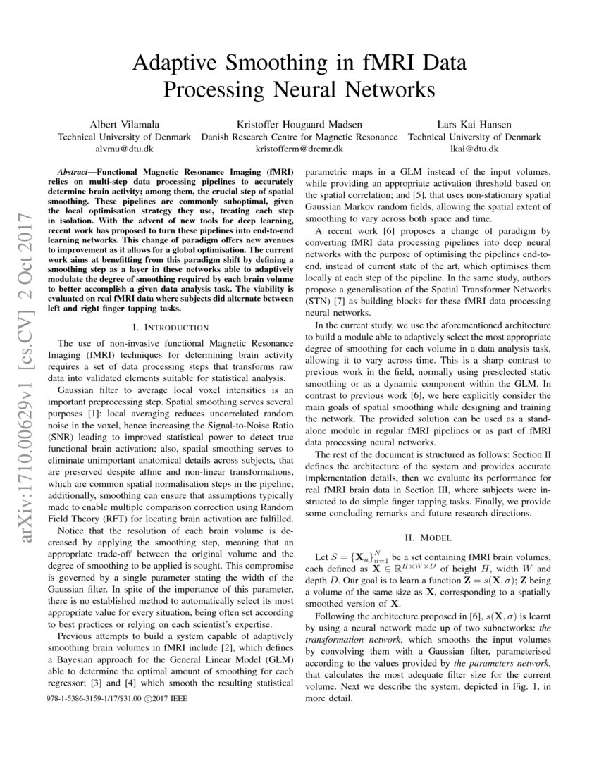 Adaptive Smoothing in fMRI Data Processing Neural Networks | DeepAI