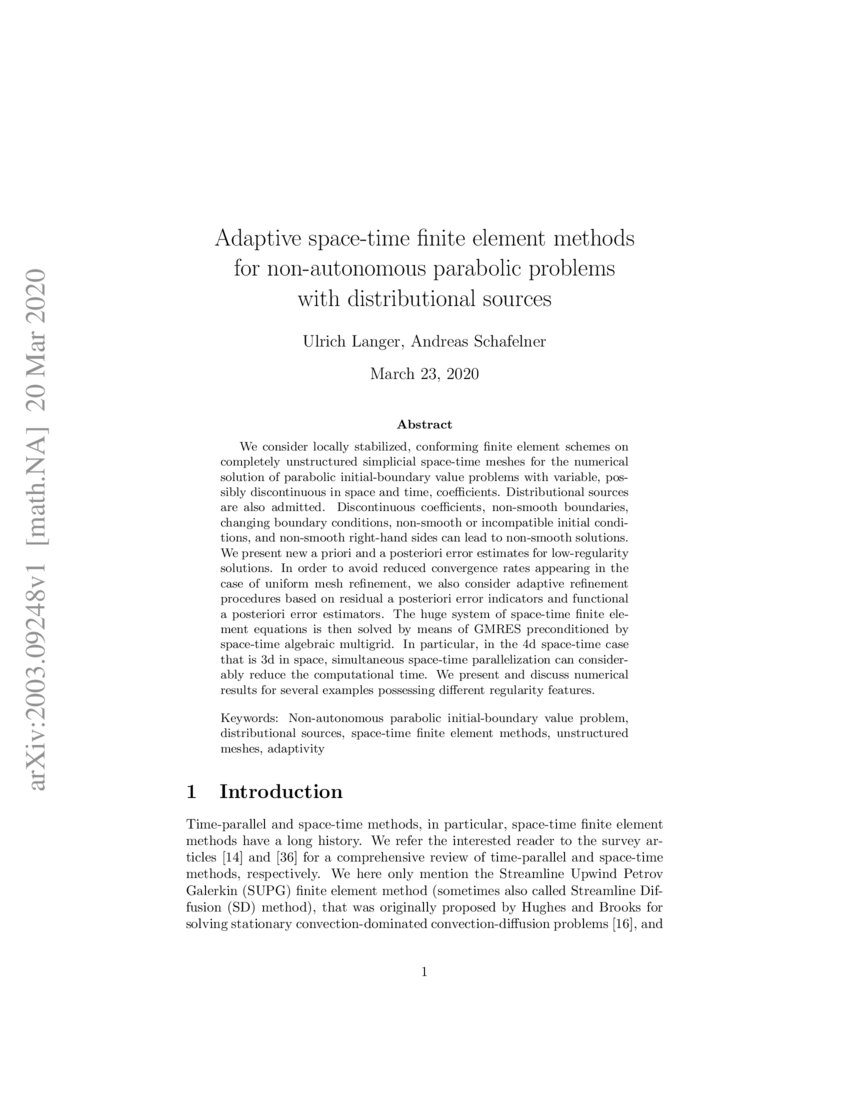 Adaptive Space Time Finite Element Methods For Non Autonomous Parabolic