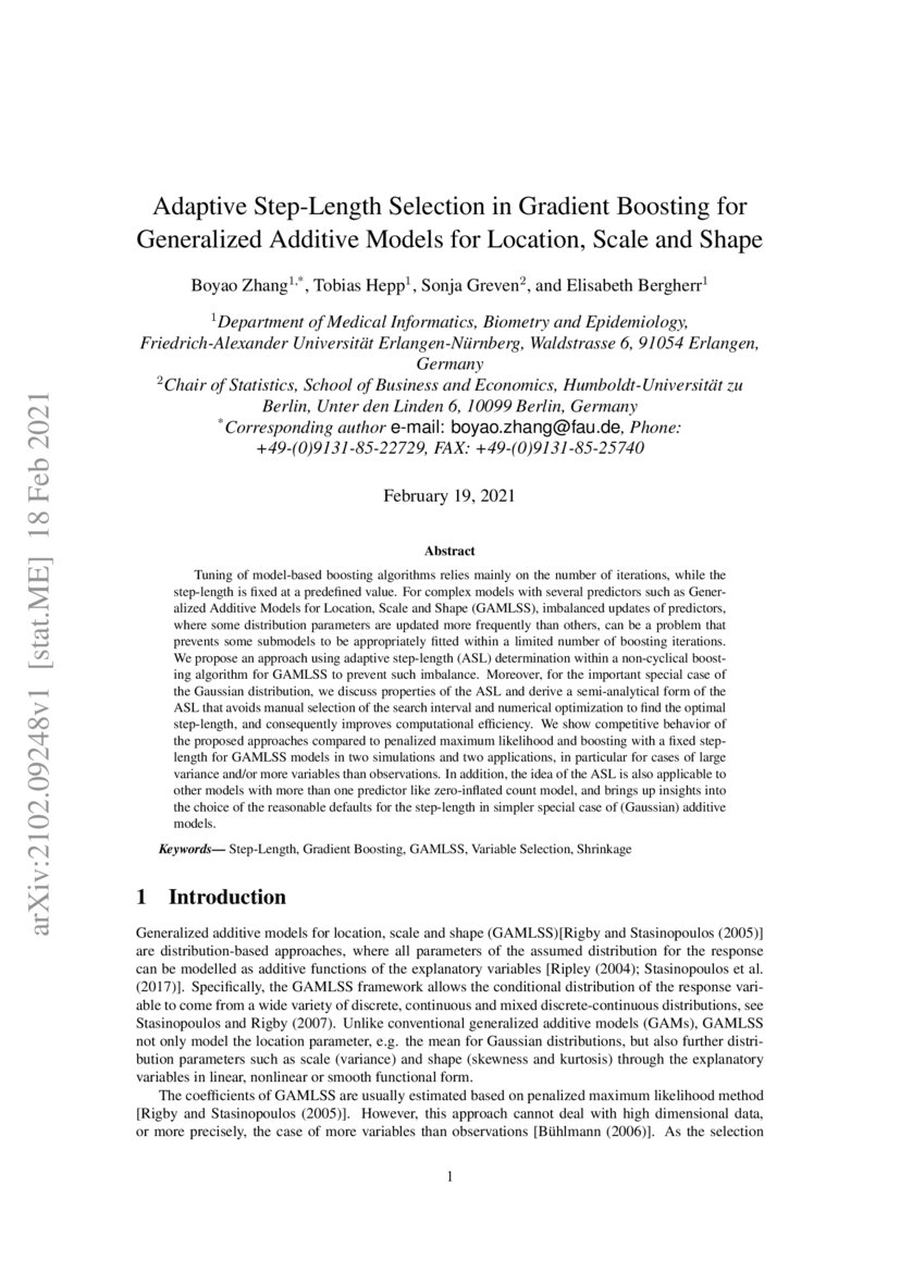 Adaptive Step-Length Selection in Gradient Boosting for Generalized Additive Models for Location ...
