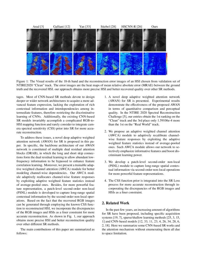 Adaptiveweighted Attention Network With Camera Spectral Sensitivity