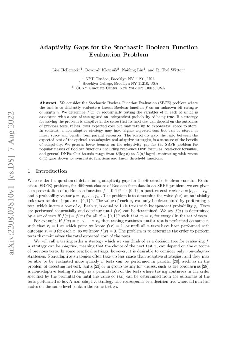 Adaptivity Gaps For The Stochastic Boolean Function Evaluation Problem