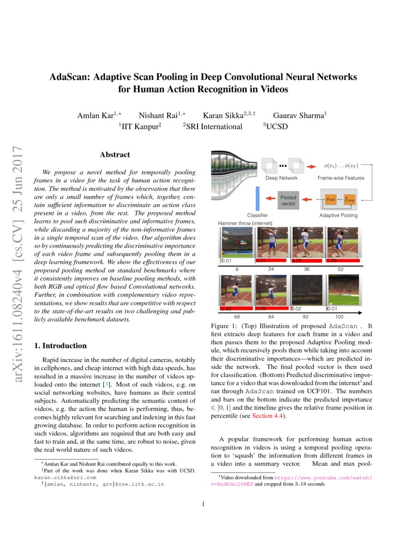 AdaScan: Adaptive Scan Pooling in Deep Convolutional Neural Networks for Human Action ...