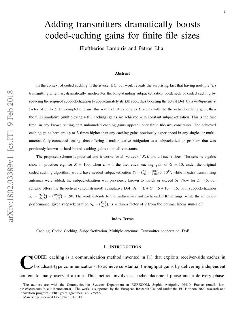 Adding transmitters dramatically boosts coded-caching gains for finite file sizes | DeepAI