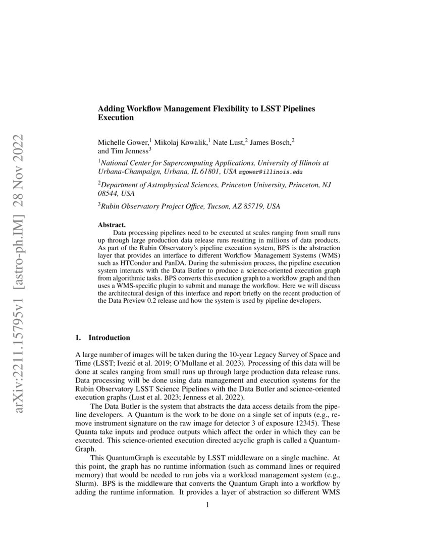 Adding Workflow Management Flexibility To Lsst Pipelines Execution Deepai