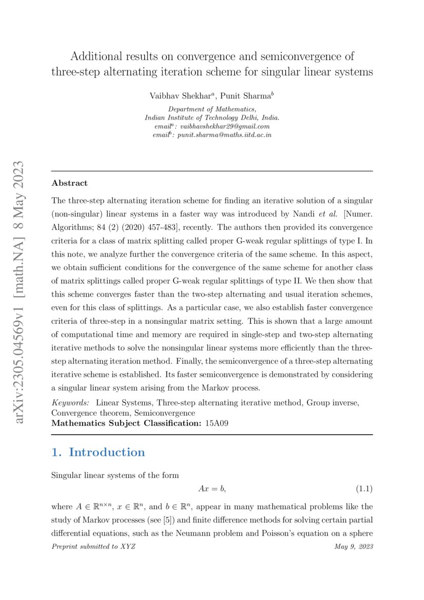 Additional Results On Convergence And Semiconvergence Of Three Step Alternating Iteration Scheme