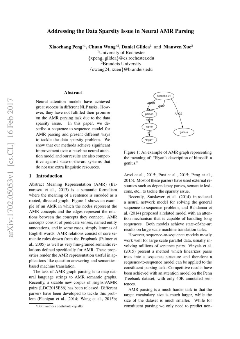 Addressing The Data Sparsity Issue In Neural Amr Parsing Deepai