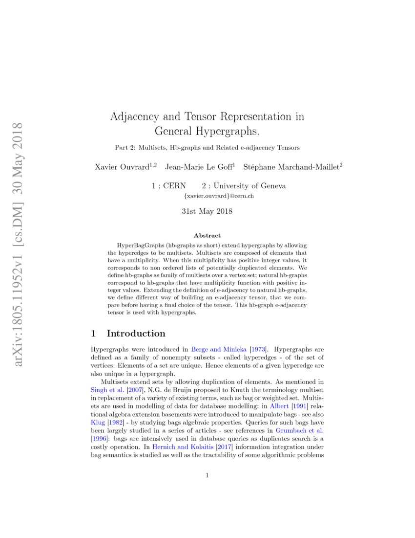 Adjacency And Tensor Representation In General Hypergraphspart 2 Multisets Hb Graphs And