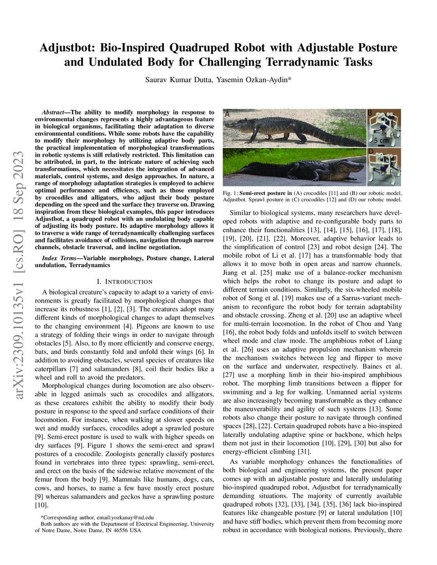 Adjustbot: Bio-Inspired Quadruped Robot with Adjustable Posture and Undulated Body for ...