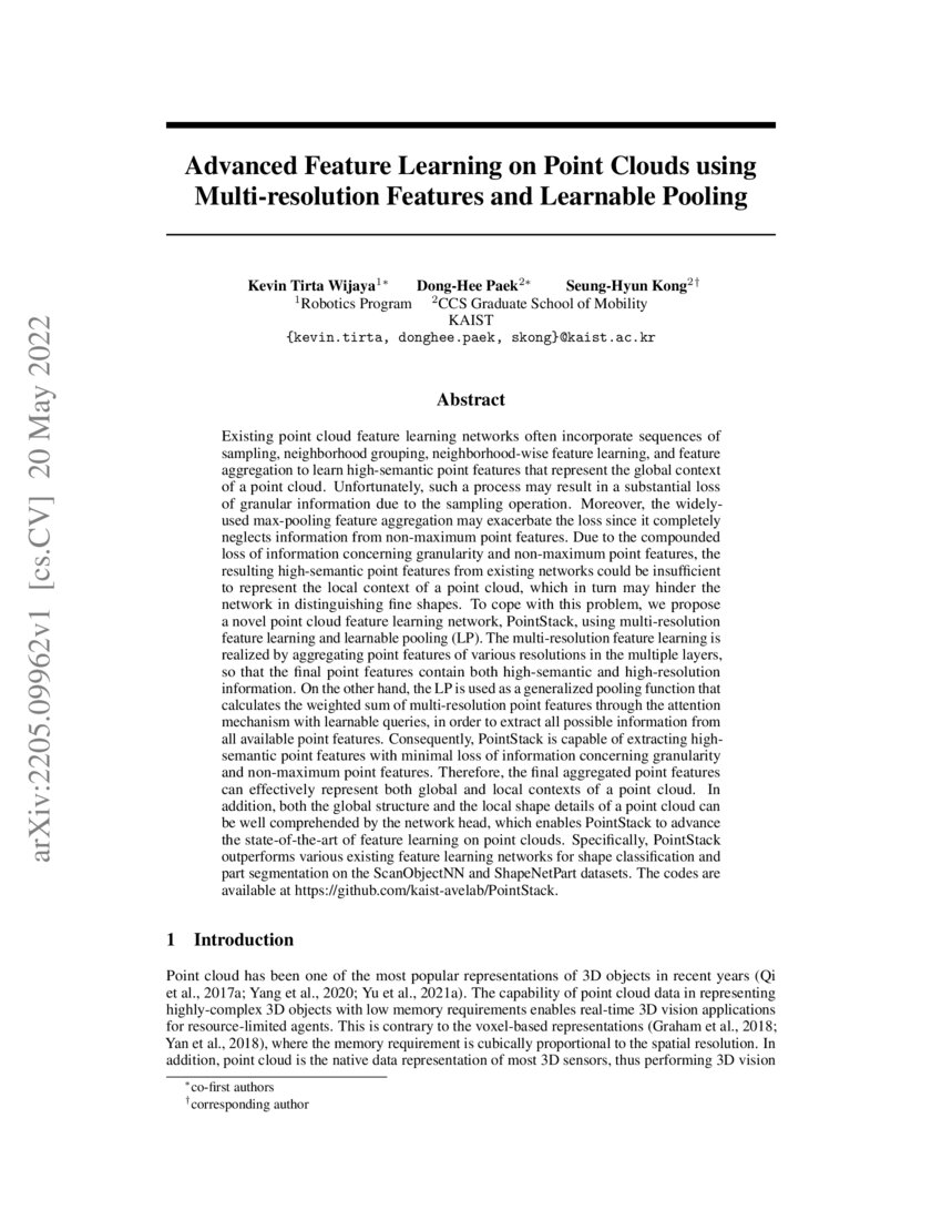 Advanced Feature Learning on Point Clouds using Multi-resolution Features and Learnable Pooling ...