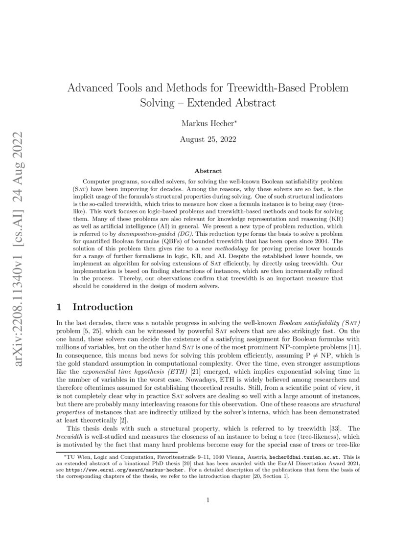 Advanced Tools And Methods For Treewidth Based Problem Solving