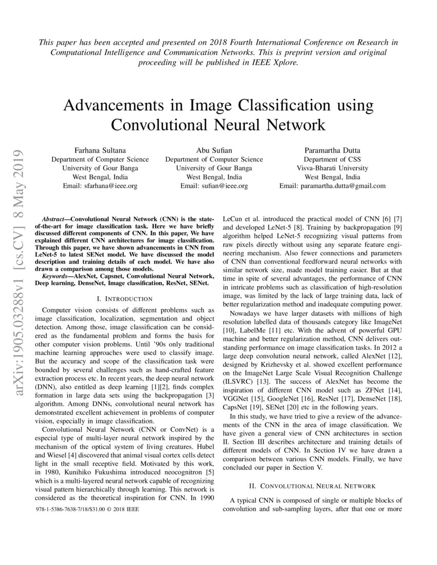 Advancements in Image Classification using Convolutional Neural Network ...