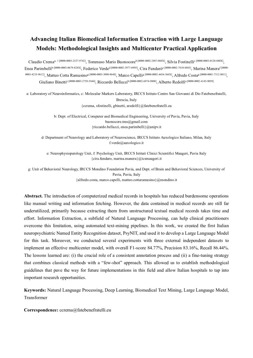 Advancing Italian Biomedical Information Extraction With Large Language Models Methodological