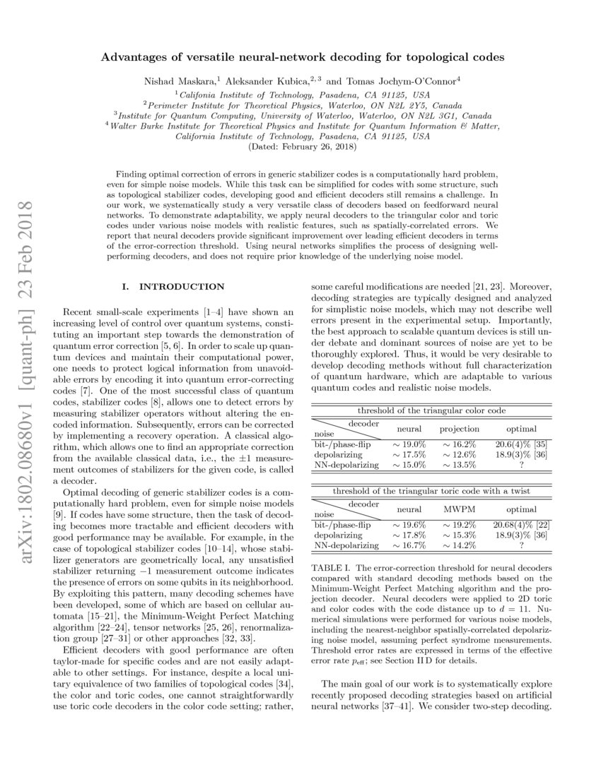 Advantages Of Versatile Neural Network Decoding For Topological Codes Deepai