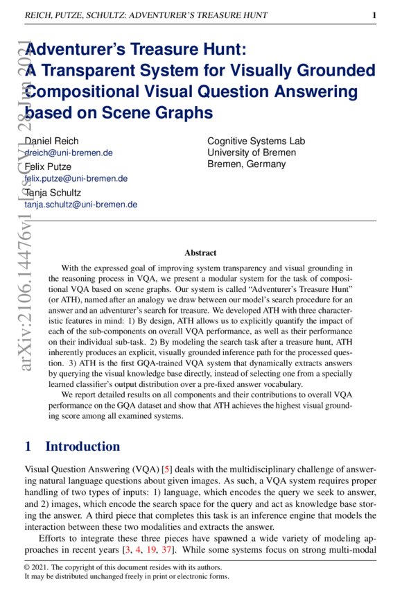 Adventurer's Treasure Hunt: A Transparent System for Visually Grounded ...