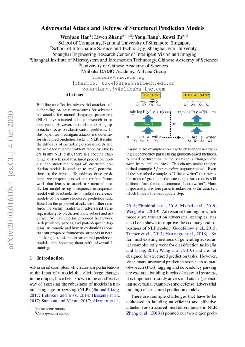 Adversarial Attack And Defense Of Structured Prediction Models Deepai