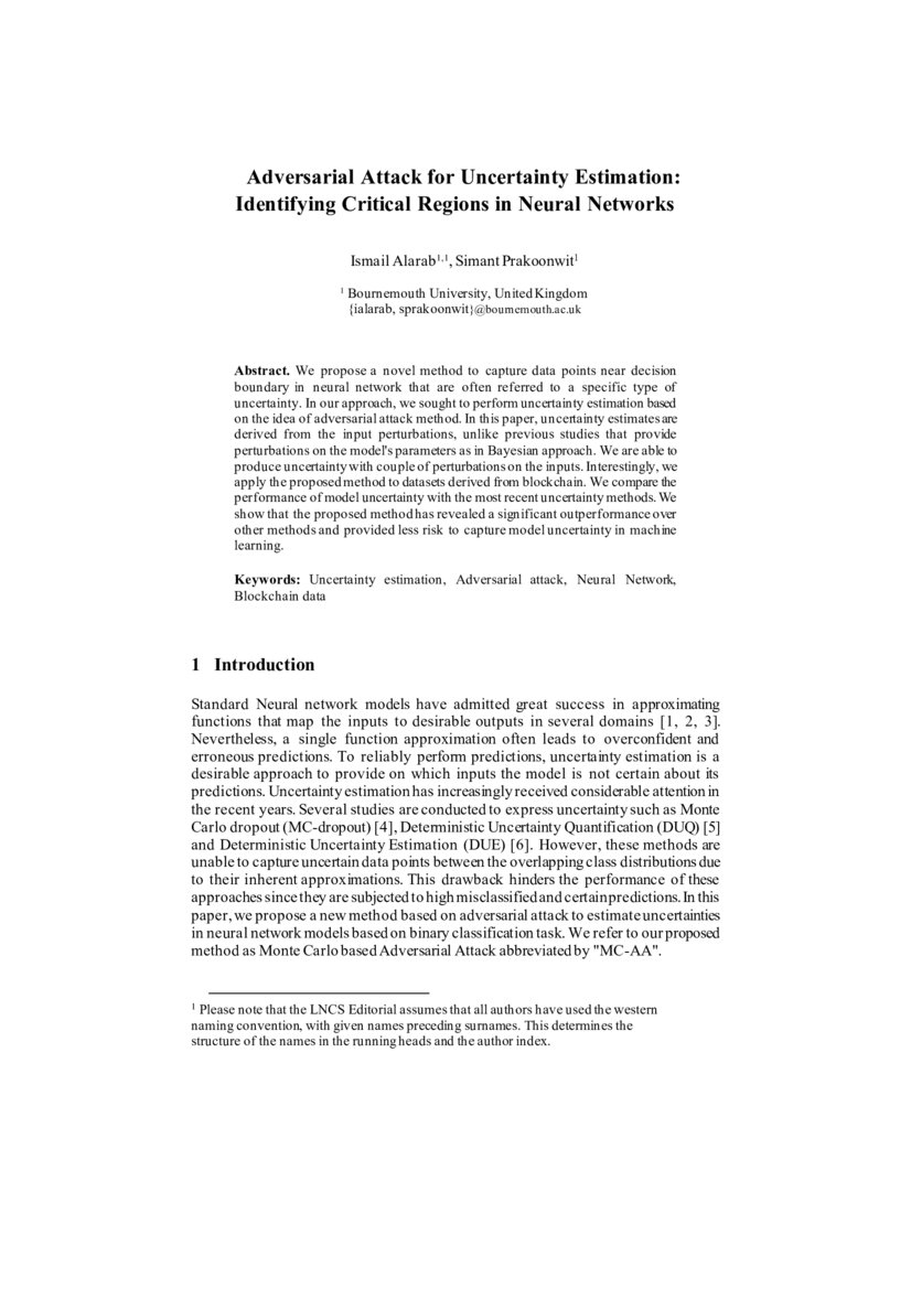 Adversarial Attack for Uncertainty Estimation: Identifying Critical Regions in Neural Networks ...