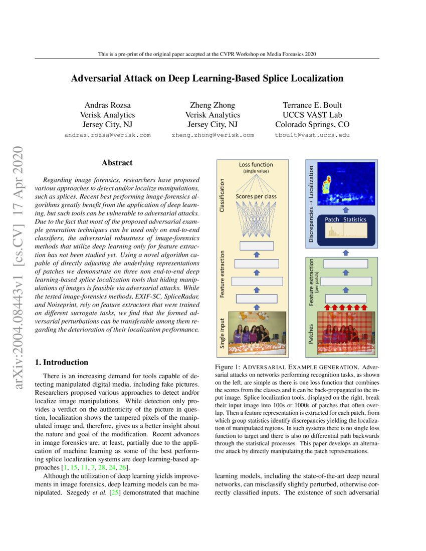 Adversarial Attack on Deep Learning-Based Splice Localization | DeepAI