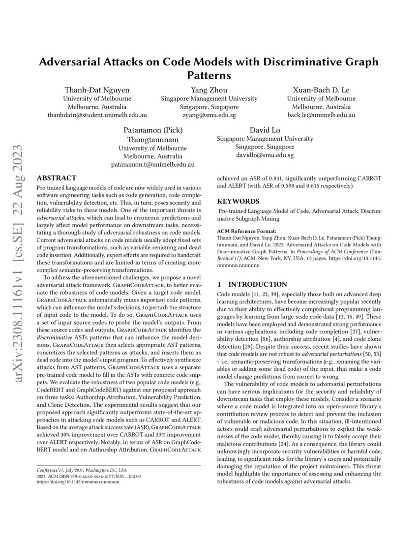 Adversarial Attacks On Code Models With Discriminative Graph Patterns Deepai 