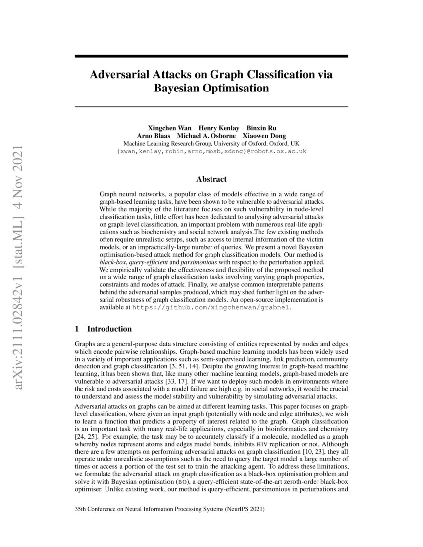 Adversarial Attacks On Graph Classification Via Bayesian Optimisation