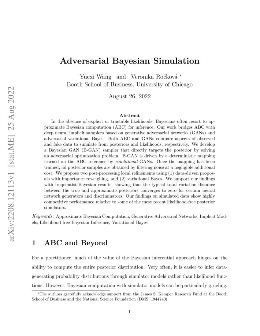 Adversarial Bayesian Simulation Deepai
