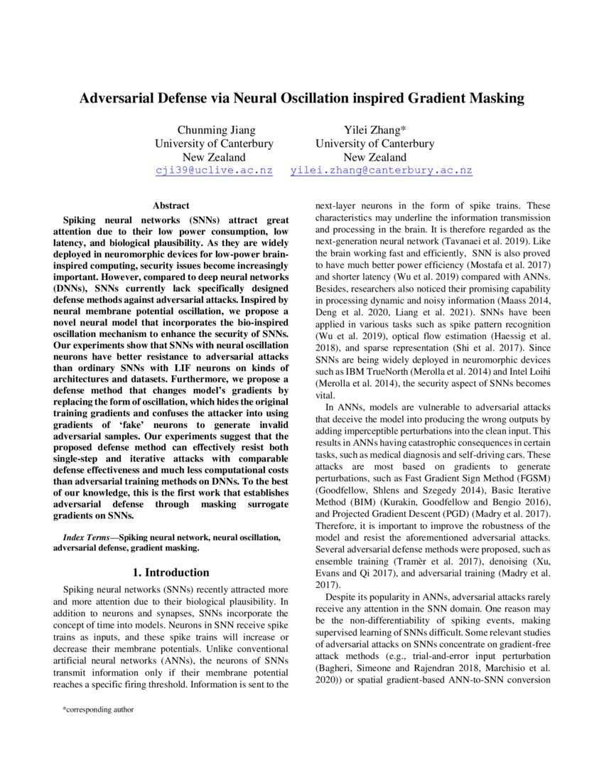 Adversarial Defense Via Neural Oscillation Inspired Gradient Masking